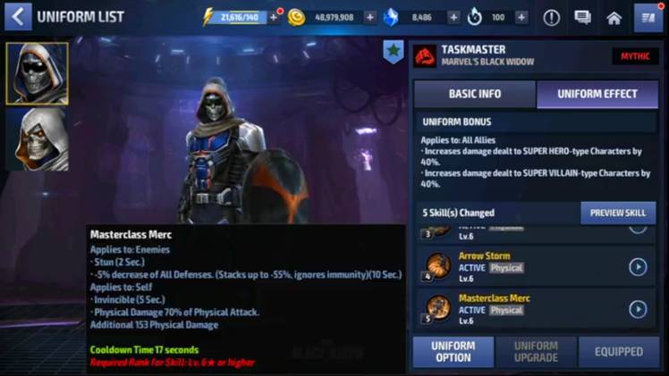 Taskmaster uniform bonus - MARVEL Future Fight