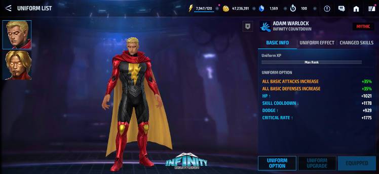 Adam Warlock T3 build cost and Showcase. - MARVEL Future Fight