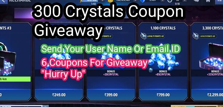 Giveaway Time 300 Crystals Coupon Code - MARVEL Future Fight