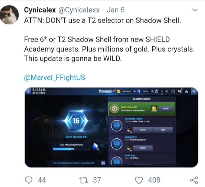 New Shield Academy For Shadow Shell Bio On Game?? - MARVEL Future Fight
