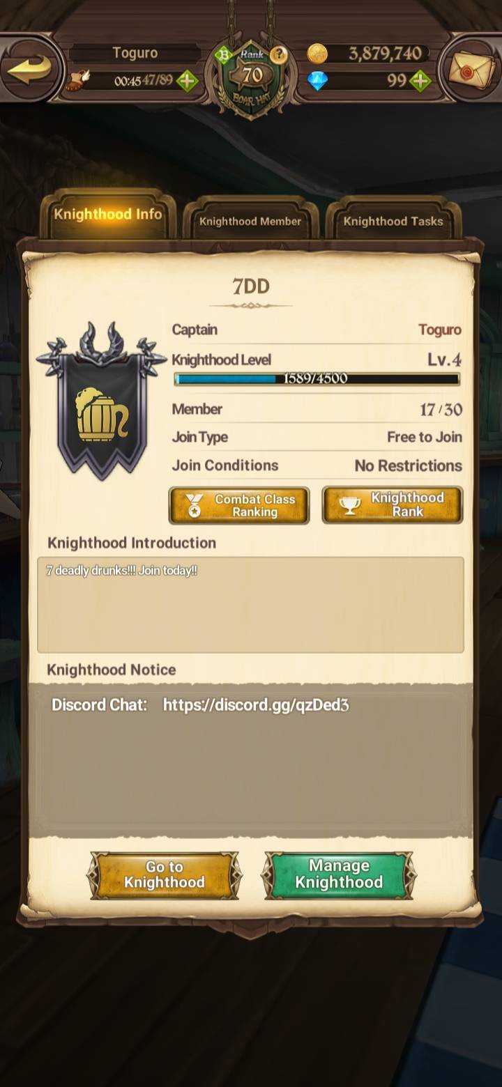 Join knighthood 7DD!!! - The Seven Deadly Sins: Grand Cross