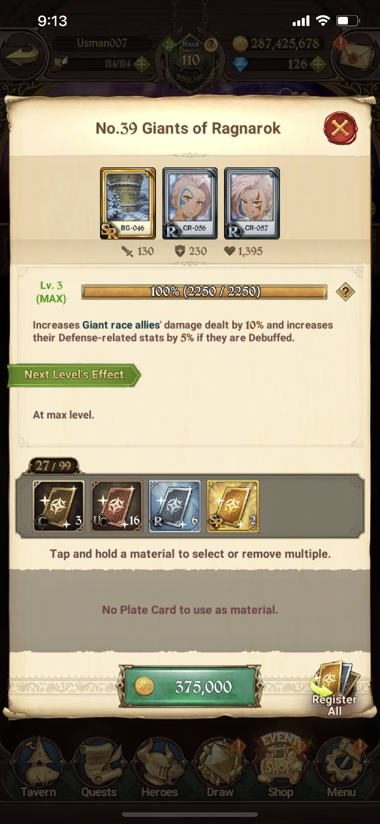 Regnarok Artifact set proof event - The Seven Deadly Sins: Grand Cross