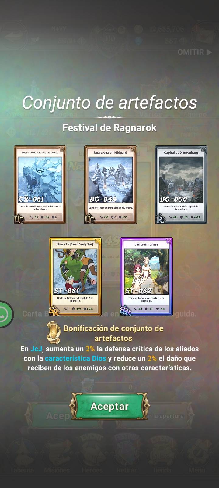 Cartas Ragnarok - The Seven Deadly Sins: Grand Cross