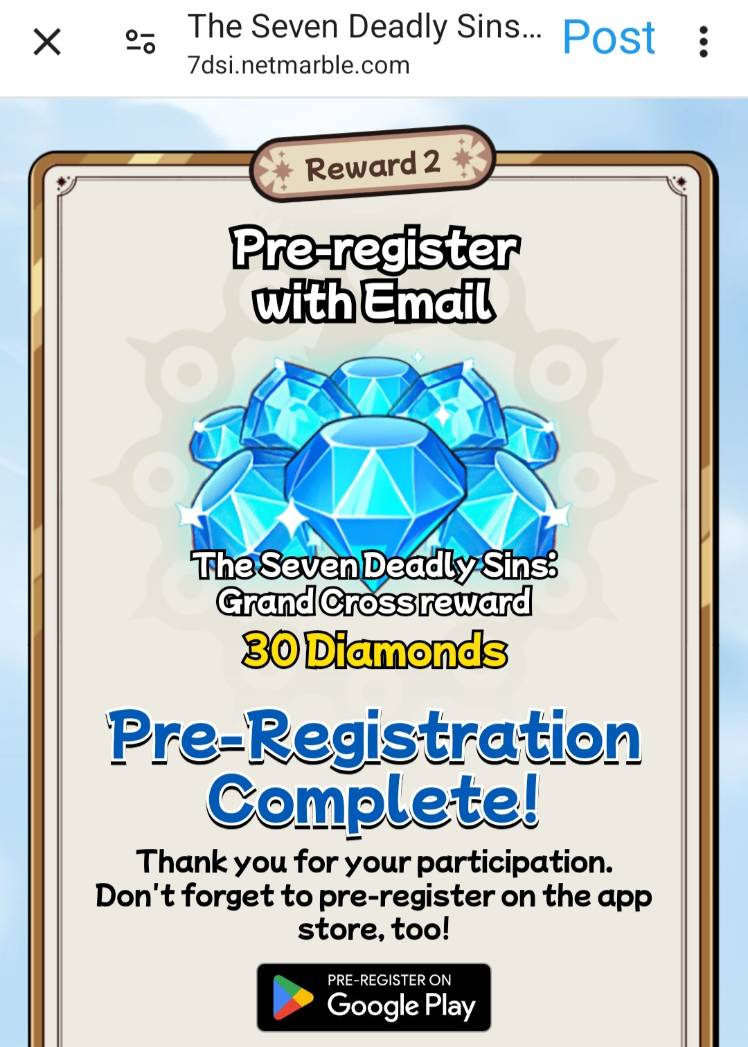 U pre register for 7ds idle, you get 30 diamonds... - The Seven Deadly ...