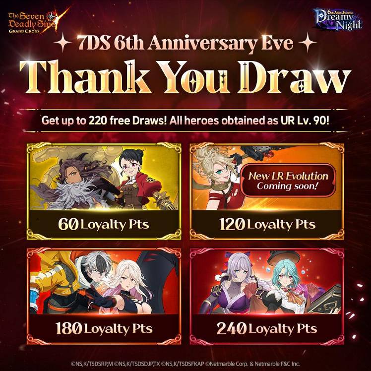 [Draw] 7DS 6th Anniversary Eve Thank You Draw - The Seven Deadly Sins ...