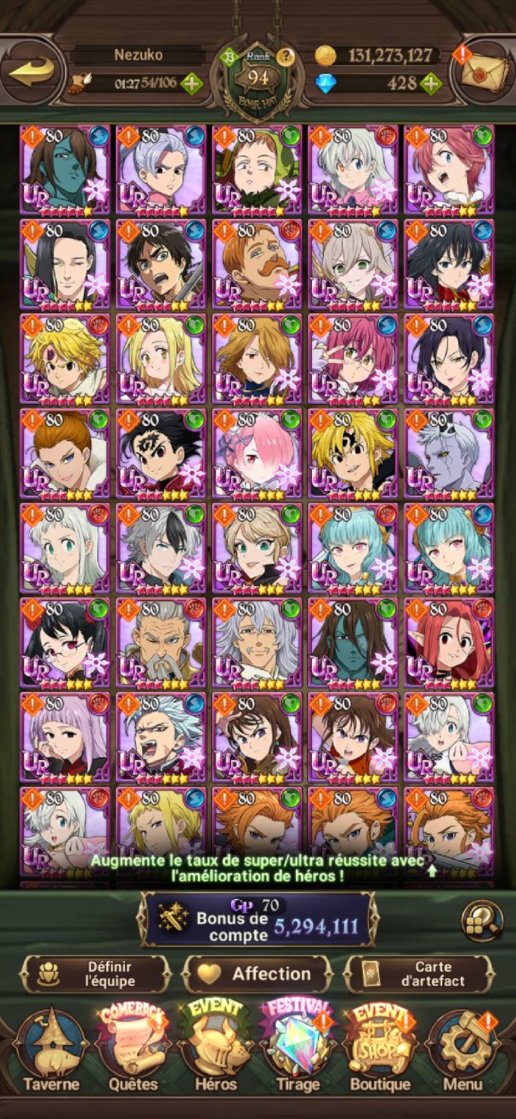 Besoin de conseil pour relique svp - The Seven Deadly Sins: Grand Cross