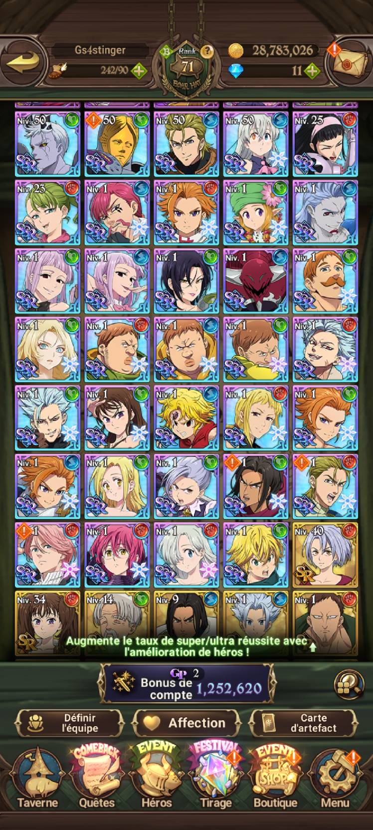 Besoin d'aide pour une team sur 7ds - The Seven Deadly Sins: Grand Cross