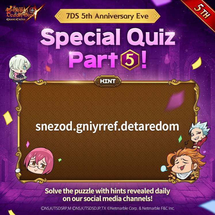[Event] 5th Anniversary Eve Special Quiz Part 5 - The Seven Deadly Sins: Grand Cross