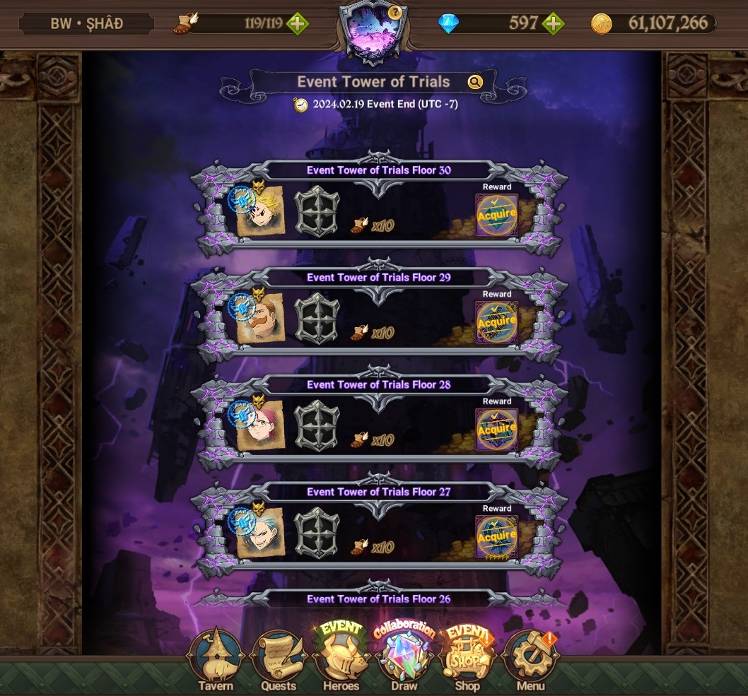 Tower of Trials Completed - The Seven Deadly Sins: Grand Cross