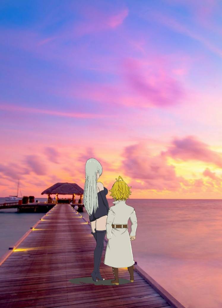 "Elizabeth and Meliodas, enjoying a colorful sky together" - The Seven ...