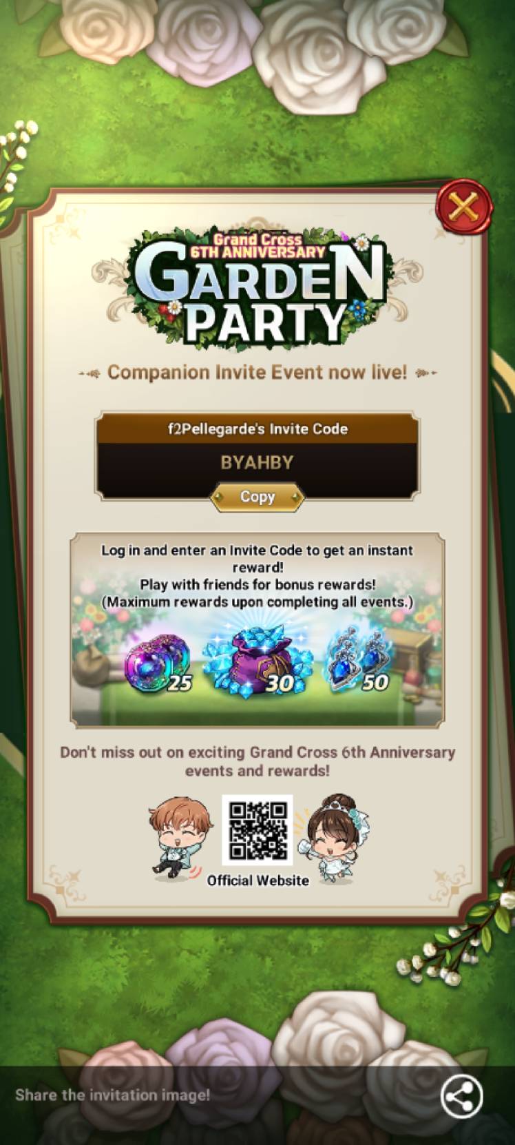 New or return player rewards use my invite code BYAHBY thanks! - The Seven Deadly Sins: Grand Cross