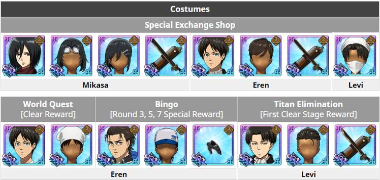 [Reward Checklist] 7DS x Attack on Titan Collab Return - The Seven ...