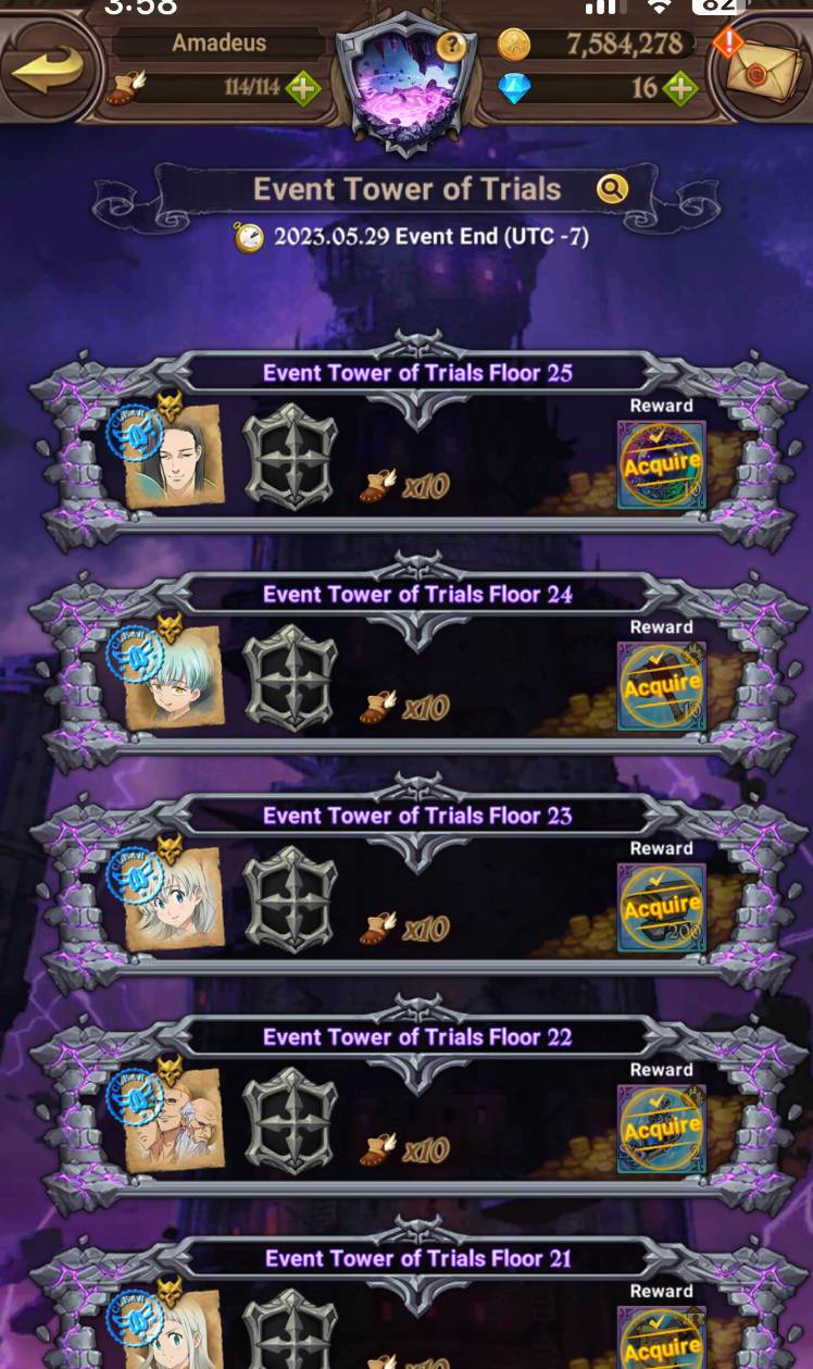 Event tower cleared - The Seven Deadly Sins: Grand Cross