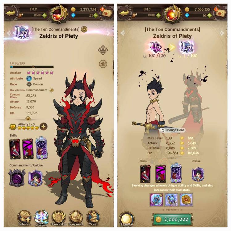 Zeldris LR Evolution Event - The Seven Deadly Sins: Grand Cross