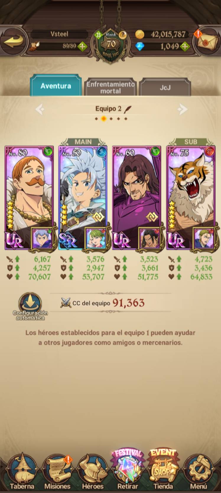 mejor equipo para fraudrin - The Seven Deadly Sins: Grand Cross