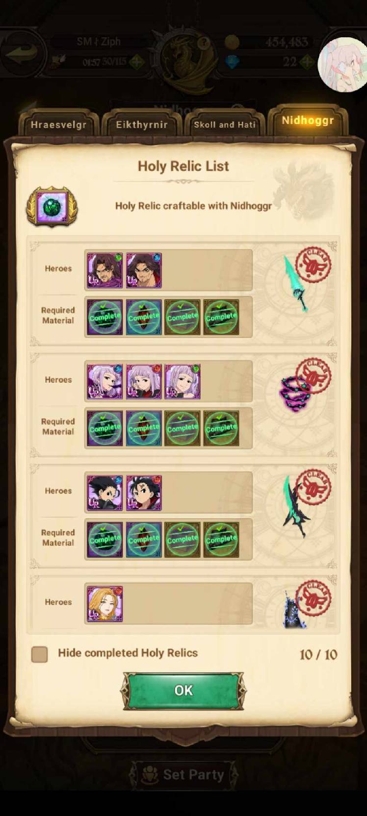 Finally, All relics as F2P - The Seven Deadly Sins: Grand Cross