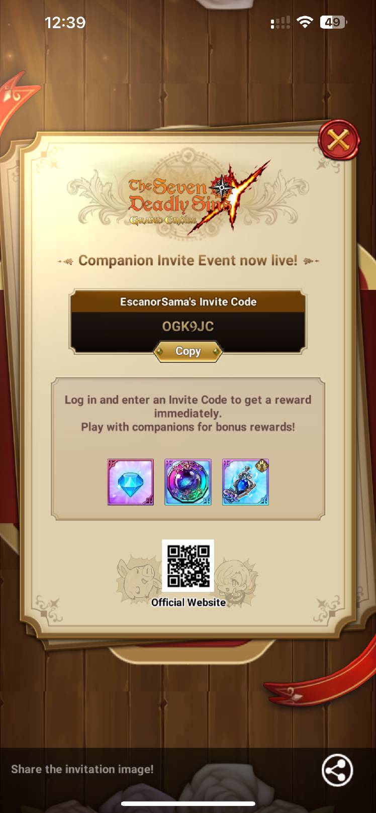Invite code - The Seven Deadly Sins: Grand Cross