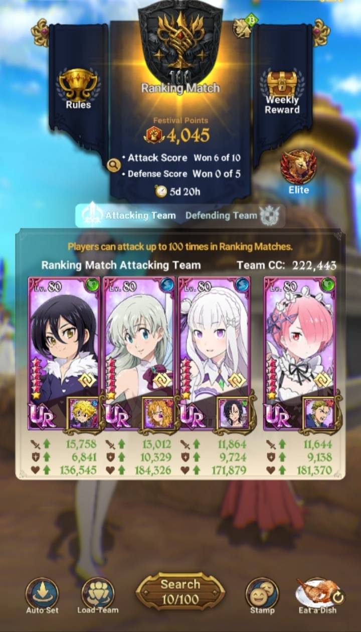 so i tried re zero team with farming coins food(f2p point of view ...