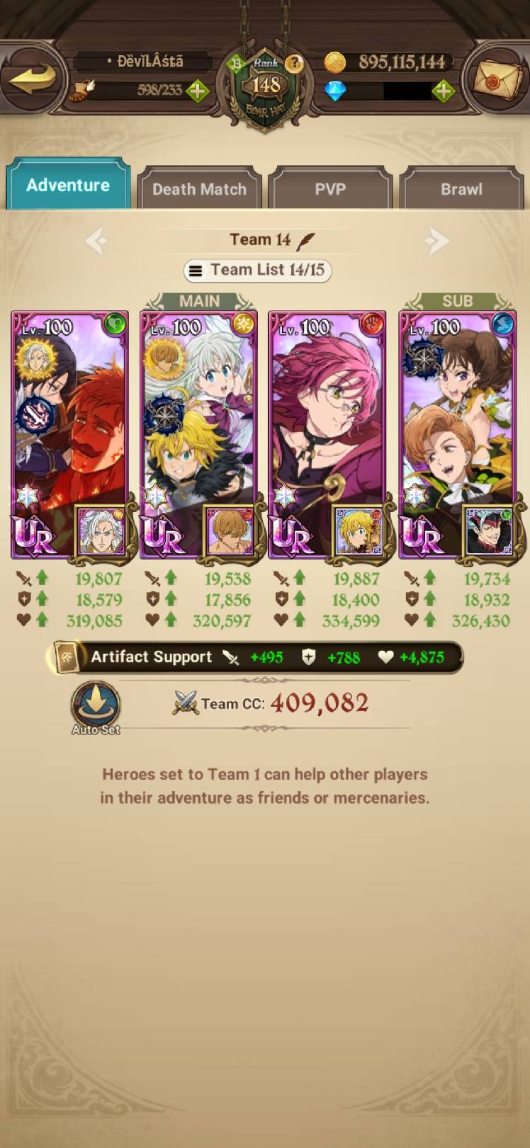 [My Best 7DS Team Deck🤩😎] - The Seven Deadly Sins: Grand Cross