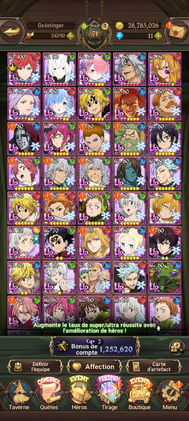 Besoin d'aide pour une team sur 7ds - The Seven Deadly Sins: Grand Cross