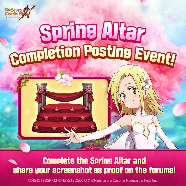 [Event] Spring Altar Completion Posting (Rewarded) - The Seven Deadly Sins: Grand Cross