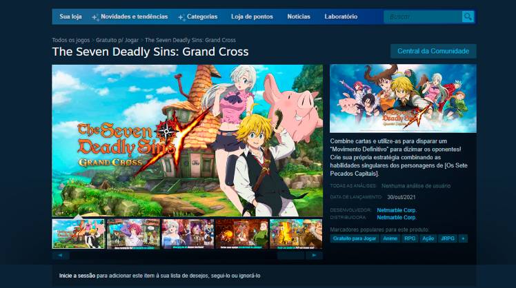 Steam/PC Version - The Seven Deadly Sins: Grand Cross