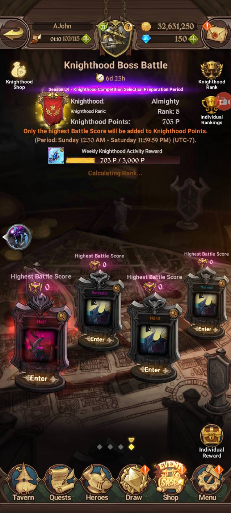 Knighthood Boss reset - The Seven Deadly Sins: Grand Cross