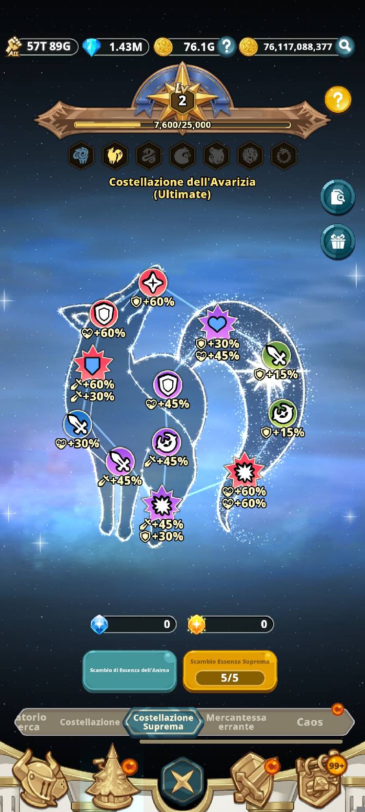Ultimate constellation problem - The Seven Deadly Sins: IDLE Adventure