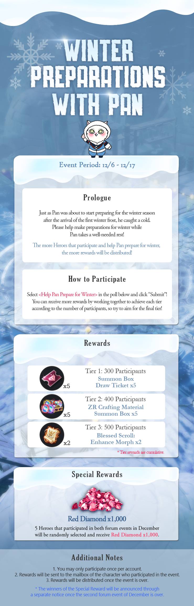 Winter Preparations with Pan Event - Lineage2 Forum - Netmarble Forums