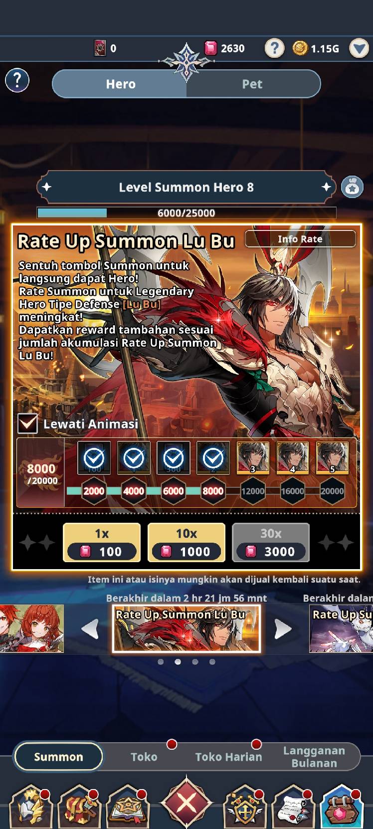 8k summon to Lu Bu ⭐⭐⭐ - Seven Knights Idle Adventure