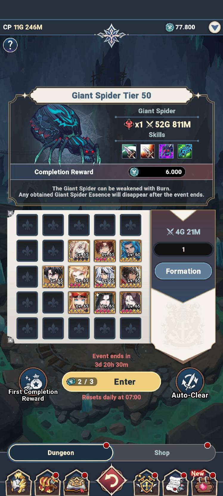 Giant Spider's Dungeon Cleared - Seven Knights Idle Adventure