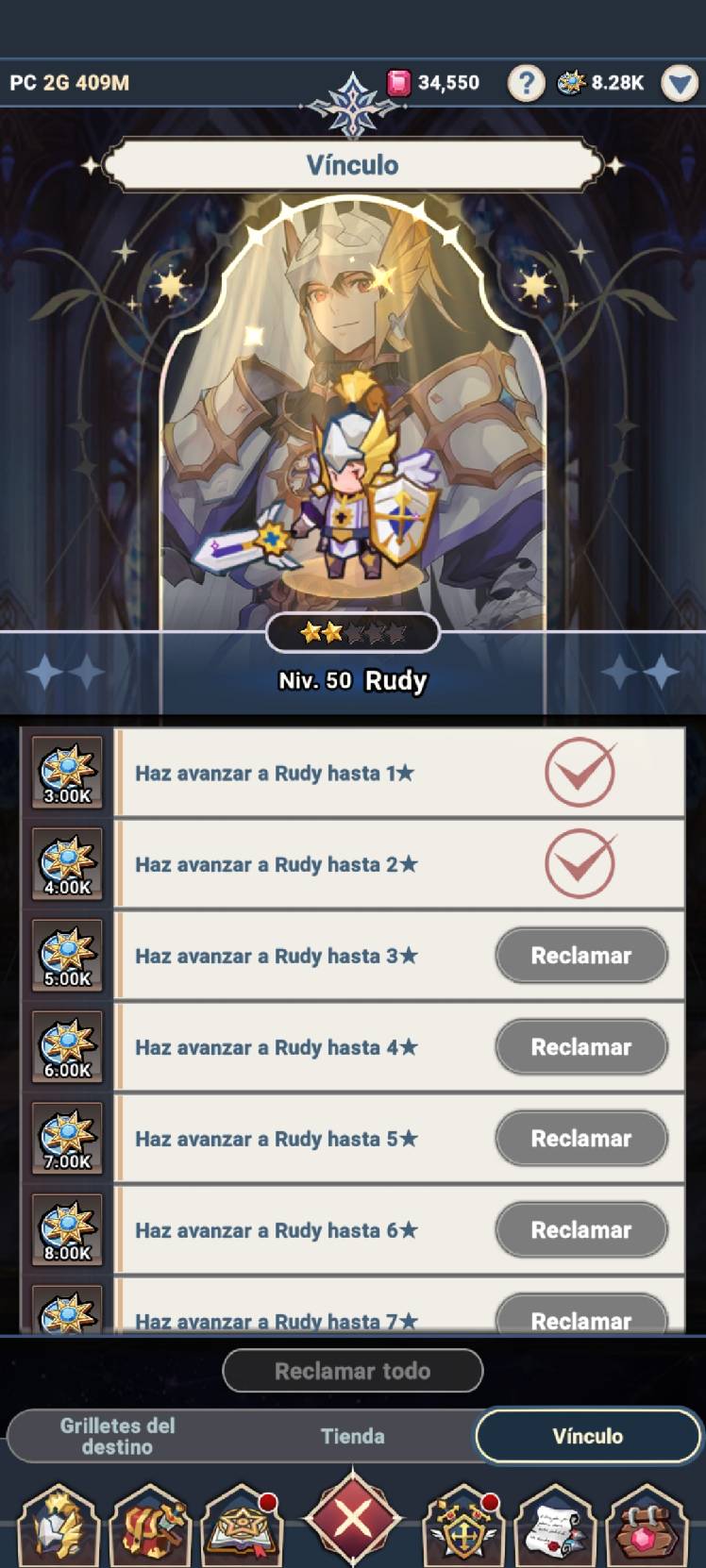 The reward for making Rudy "advance" the stars was not granted to me ...