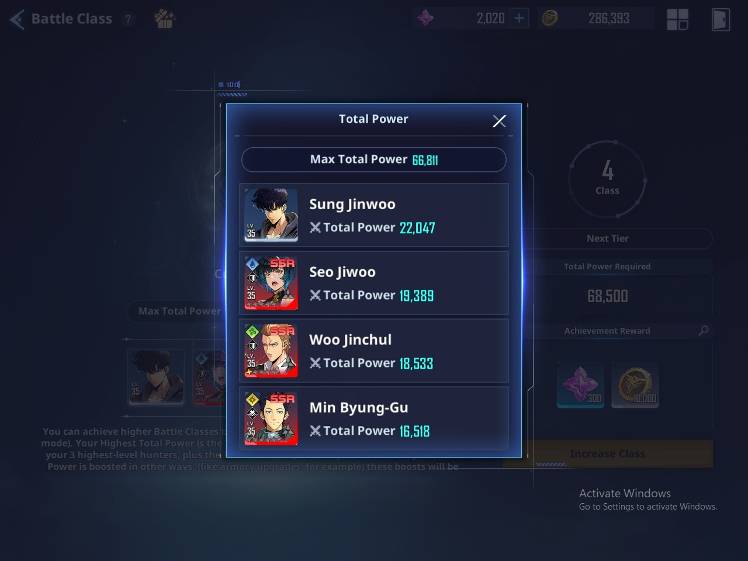 Battle class and Combat power Bug - Solo Leveling:ARISE