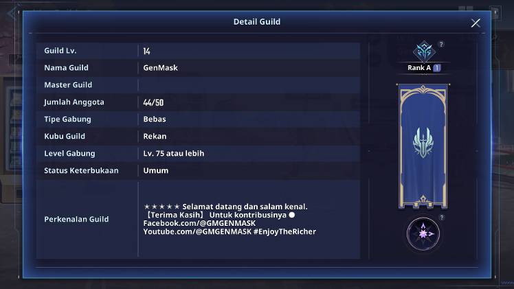Guild Lv. 14 Rank A [1] Open Recruitment Member - Solo Leveling:ARISE