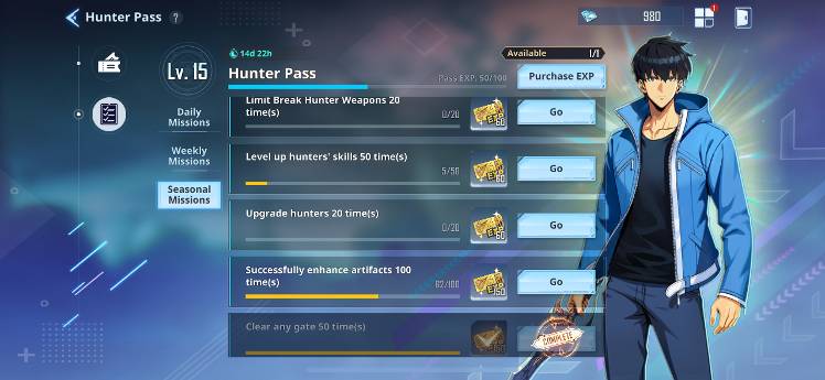 Hunter upgrade seasonal mission - Solo Leveling:ARISE
