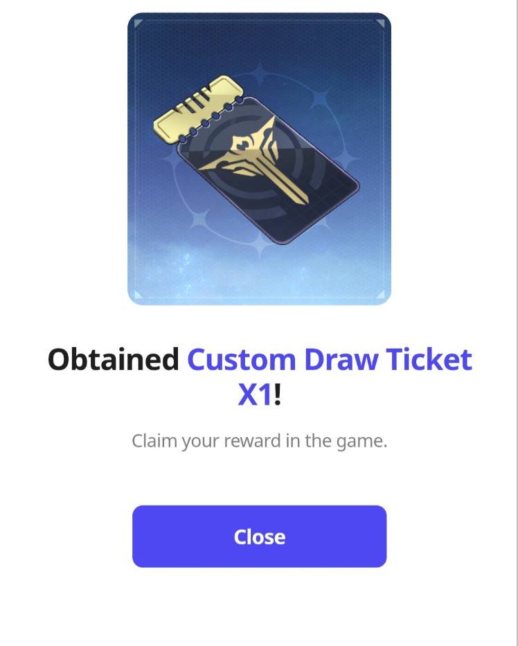 Finally got the Custom Draw Ticket x1 reward from Webshop Event ️ ...