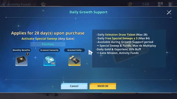 6 Hour of Activity Fund need to be paid first - Solo Leveling:ARISE