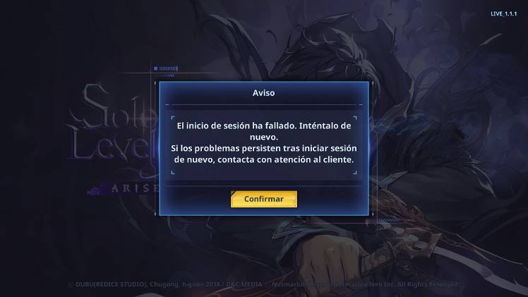 Arreglen el login - Solo Leveling:ARISE