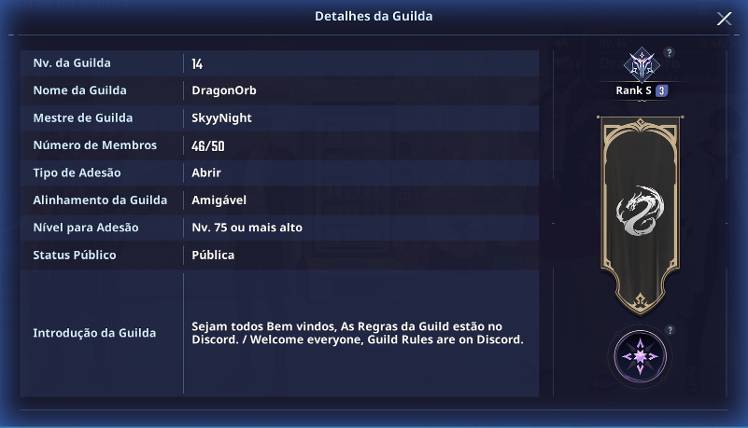 🔥 Guild DragonOrb (Lv14) está recrutando! 🔥 - Solo Leveling:ARISE