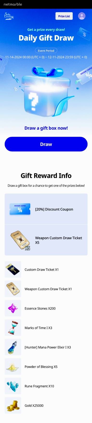 ~ CLAIM YOUR FREE “GIFT DRAW” REWARDS‼️🎁 - Solo Leveling:ARISE