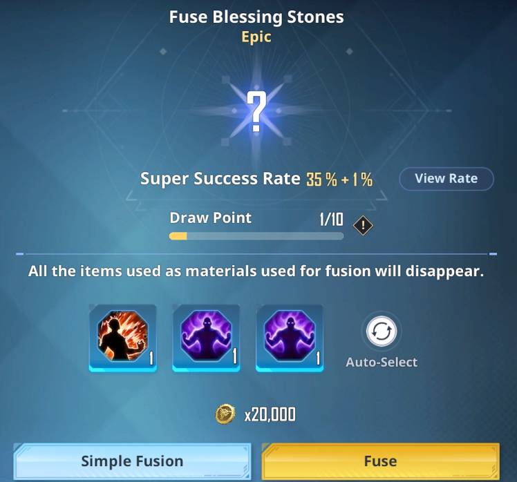 Fusion Time (Fuse Blessing Stones) - Solo Leveling:ARISE