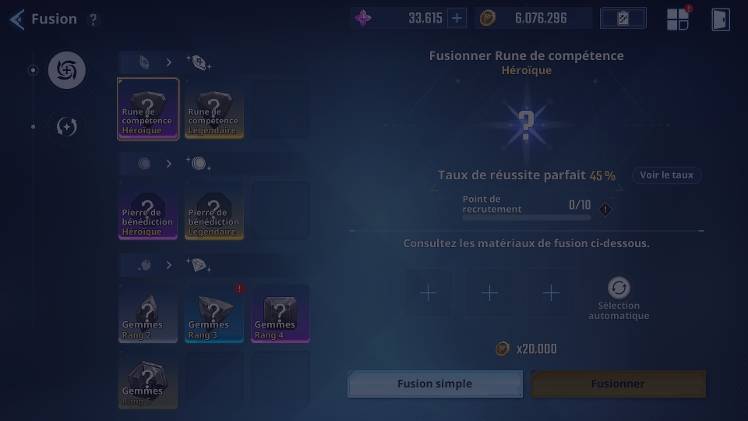 Menu fusion apres tutoriel bloqué - Solo Leveling:ARISE