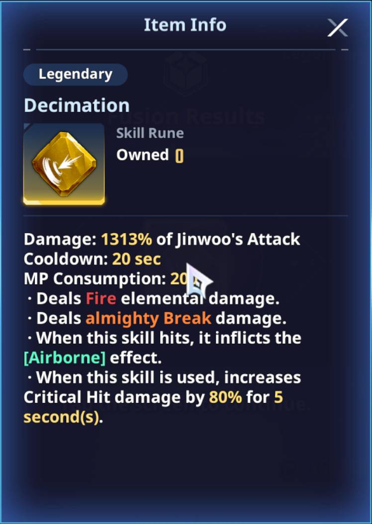 Ladies and Gentlemen, my first legendary rune ! - Solo Leveling:ARISE