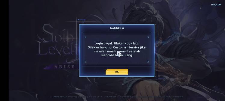 Login Error! - Solo Leveling:ARISE
