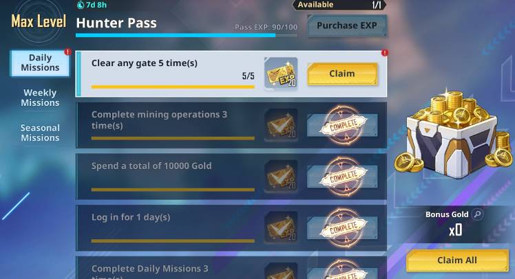 Hunter Pass -> Gold after lvl 30 -> 4,000 Gold Stingy - Solo Leveling:ARISE