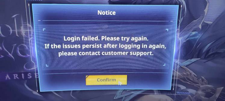 Login error on pc - Solo Leveling:ARISE