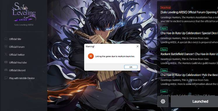 cant launch - Solo Leveling:ARISE