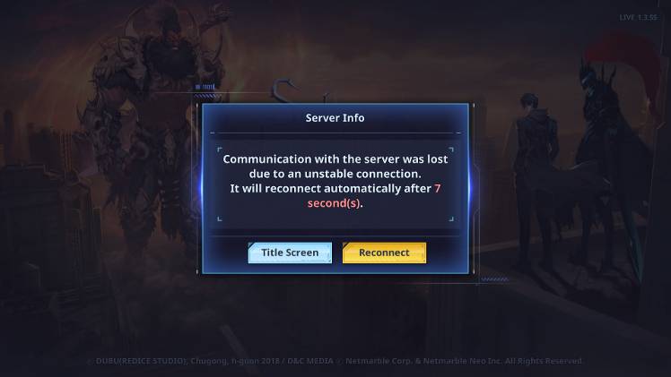 The server is too unstable. Fix servers - Solo Leveling:ARISE