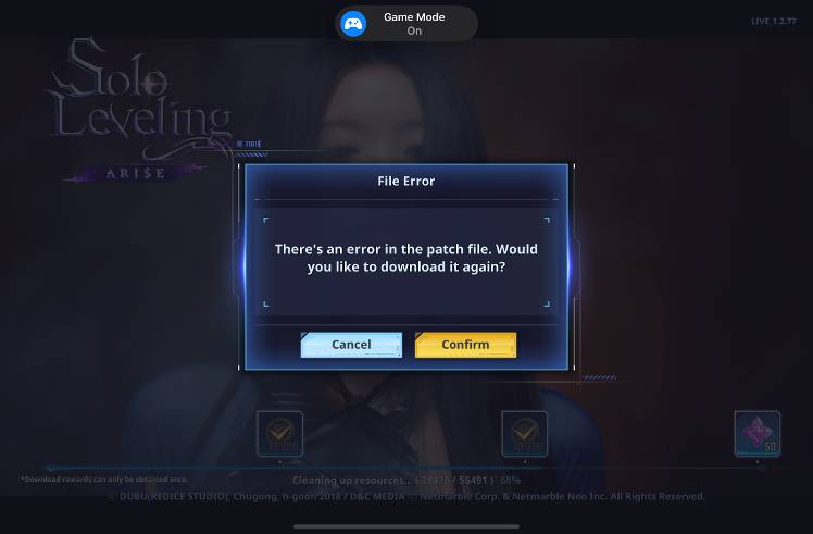 Patch file error - Solo Leveling:ARISE