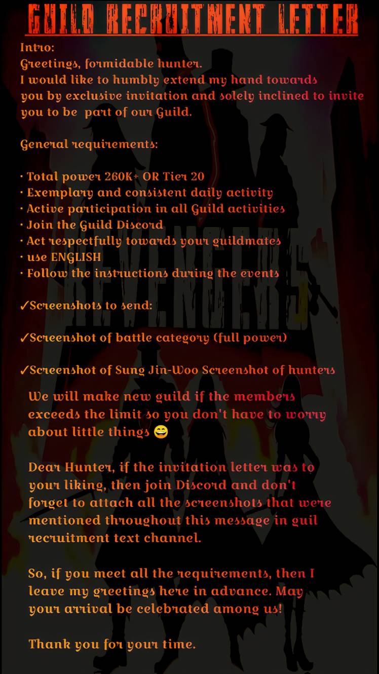 Guild Recruitment Letter 😊 Well I copied it from somewhere and made some little changes. - Solo ...